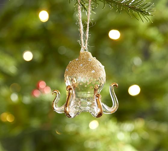 Octopus Glass Christmas Ornament | Pottery Barn