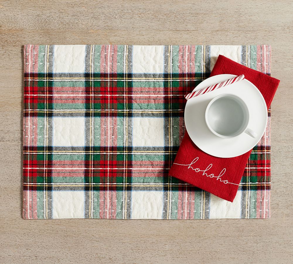 Stewart Plaid Quilted Cotton Placemats | Pottery Barn