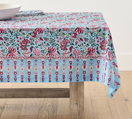 Shannon Block Print Cotton Tablecloth | Pottery Barn