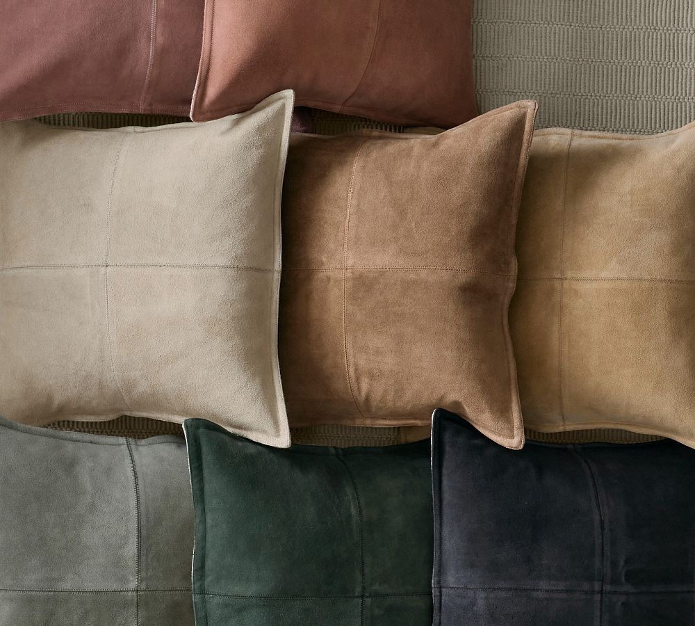 Pieced Suede Pillow | Pottery Barn