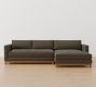 Jake Leather Brindle Wood Base Chaise Sectional (111"–121") | Pottery Barn