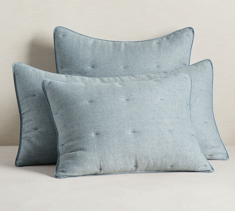 European Flax Linen Tufted Waffle Comforter Sham | Pottery Barn