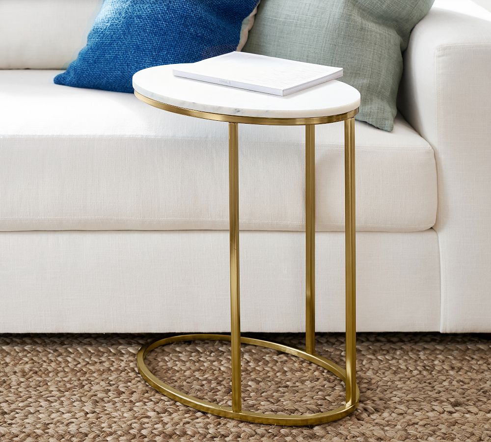 Delaney Oval Marble C-Table (19") | Pottery Barn