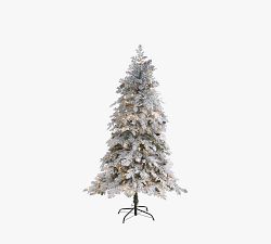 Lit Flocked Montana Down Swept Spruce Artificial Christmas Tree ...