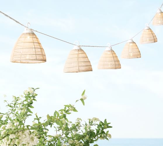 Isola Outdoor Woven String Lights - 20ft | Pottery Barn