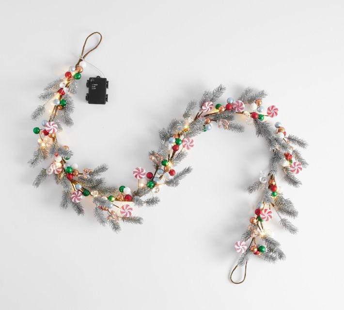 Peppermint Twist Bauble String Lights | Pottery Barn