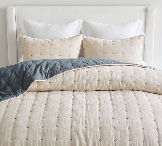 Tufted Cotton Linen Quilt | Pottery Barn