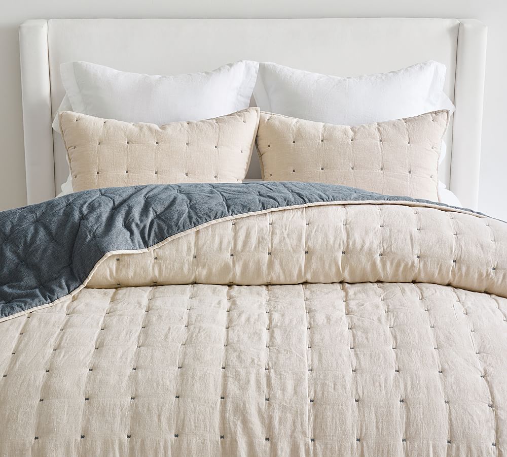 Tufted Cotton Linen Quilt | Pottery Barn