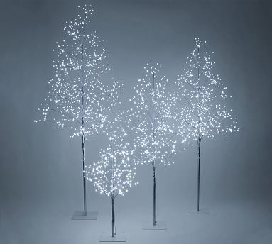 Silver Sparkle Fairy Light Trees with LED Lights | Pottery Barn