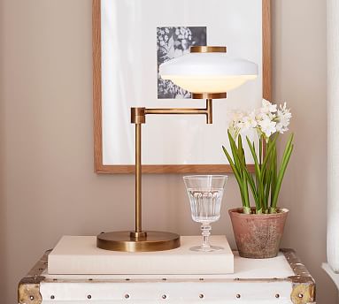 Hampshire Milk Glass Articulating Task Table Lamp | Pottery Barn