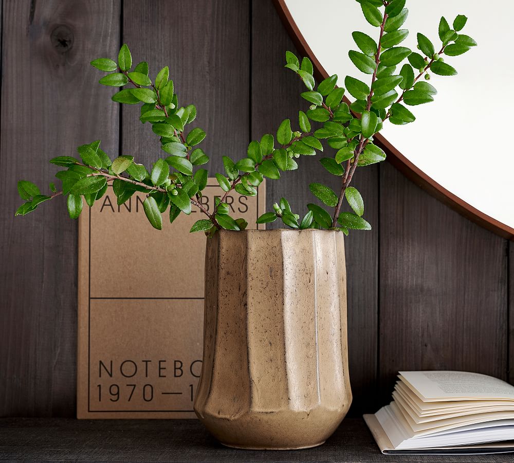 Rustic Brown Fluted Vase | Pottery Barn