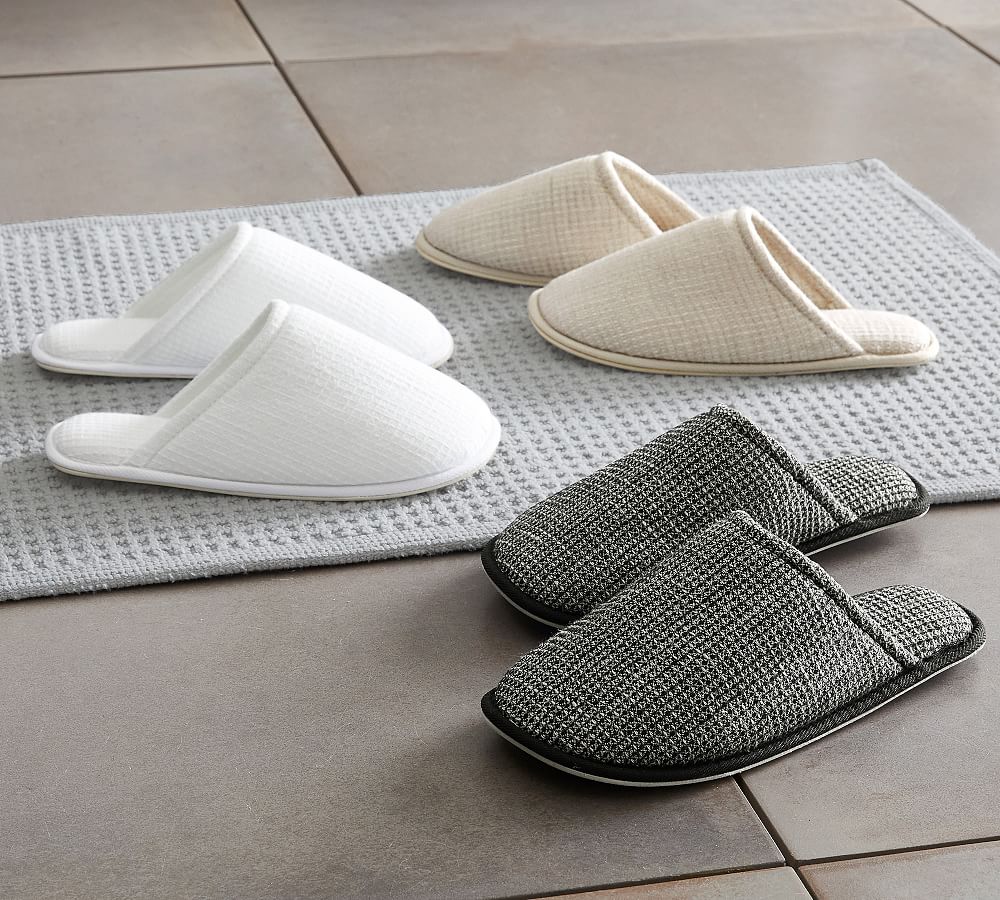 Belgian Flax Linen Waffle Slippers | Pottery Barn