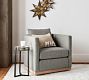 Ayden Barrel Wood Base Swivel Chair | Pottery Barn