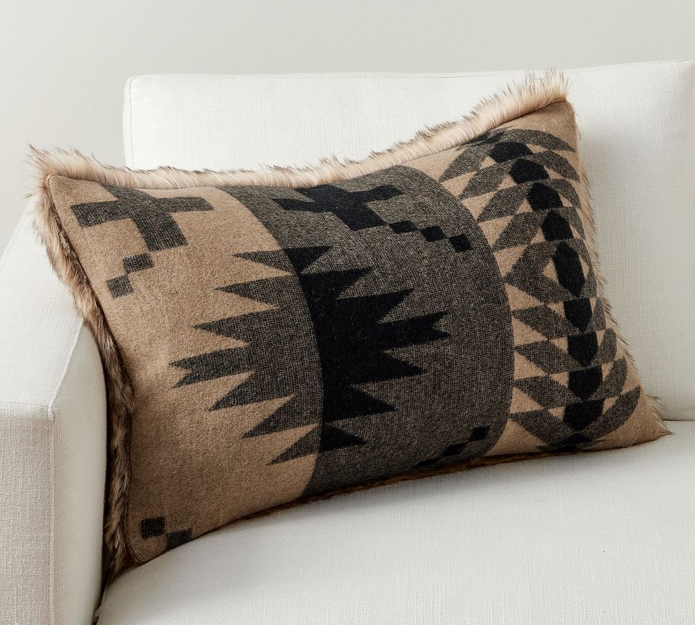 Faux Fur Pendleton Spider Rock Lumbar Pillow | Pottery Barn