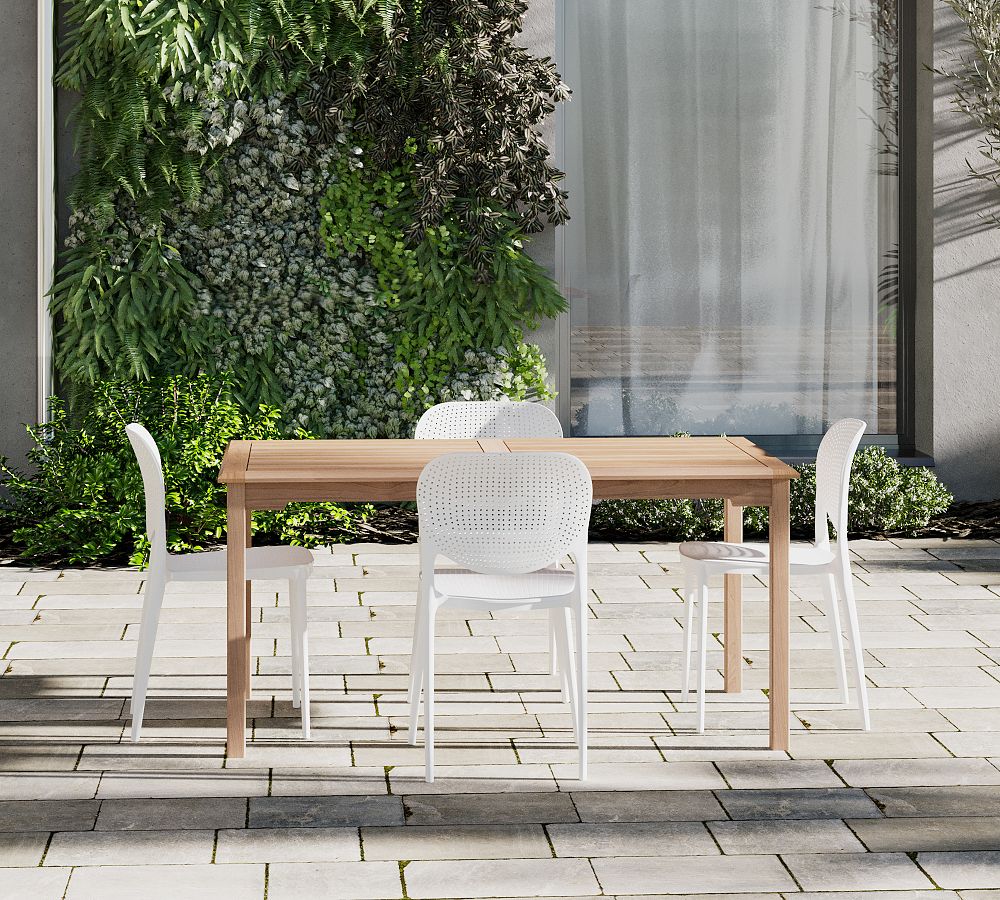 Reyes 5-Piece Teak Rectangular Dining Table Set | Pottery Barn