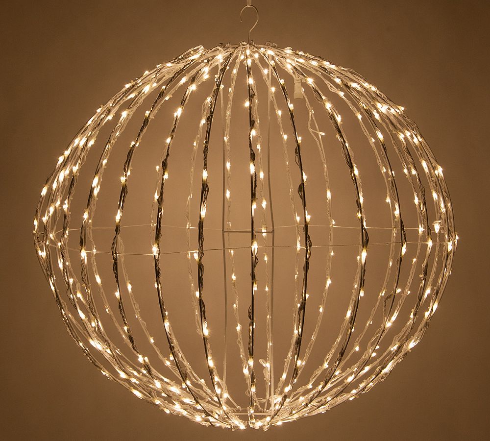 Warm White LED Ball With White Frame | Pottery Barn