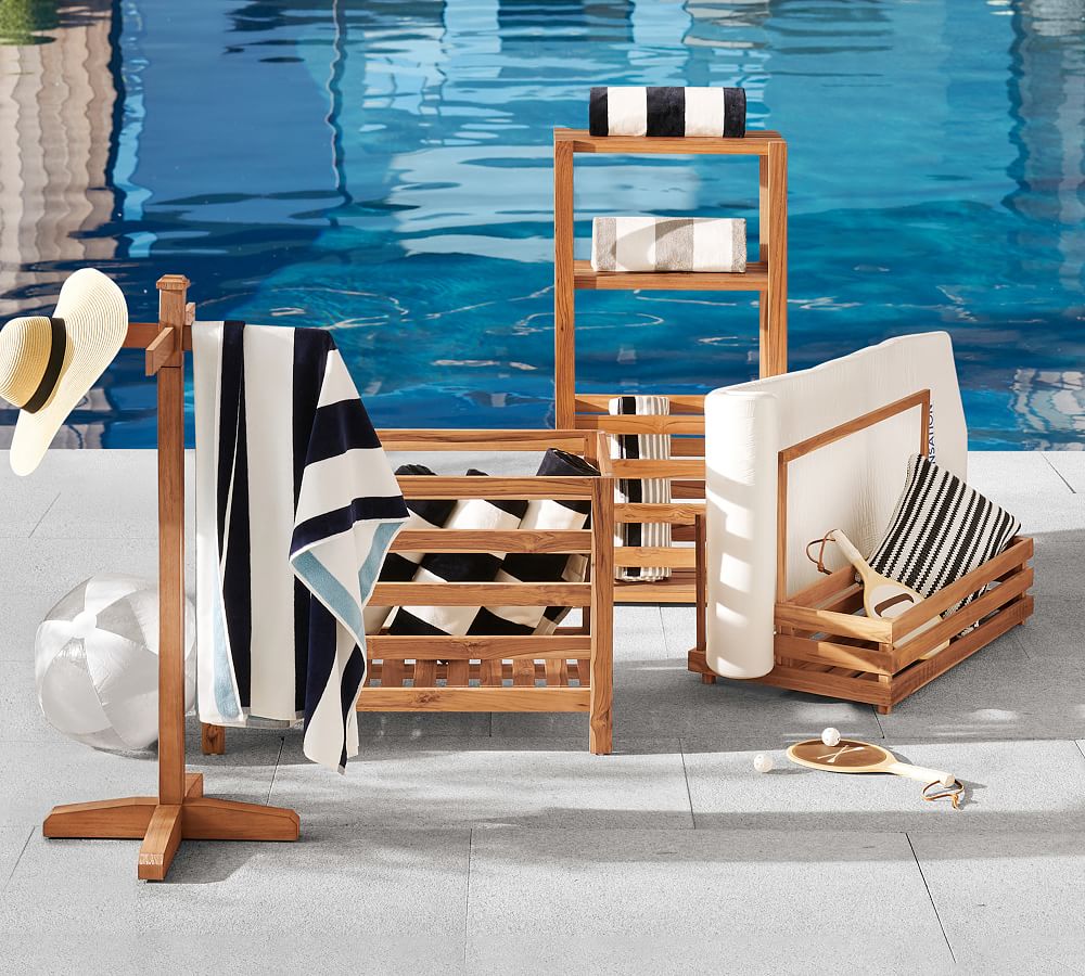 Teak Wood Outdoor Pool Storage Collection | Pottery Barn