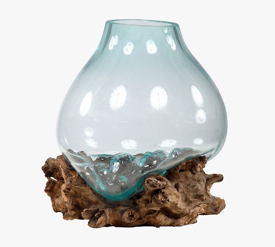 Nevis Hand-Blown Glass & Driftwood Vessel | Pottery Barn