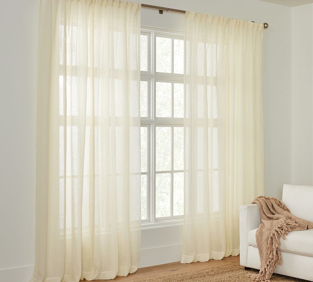 Textured Stripe Sheer Curtain | Pottery Barn