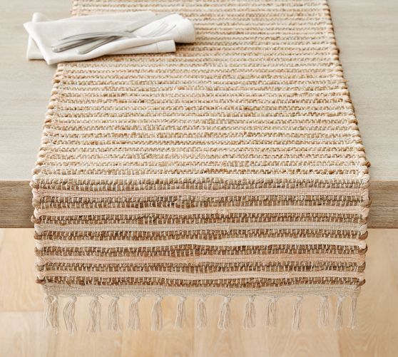 Bellport Chindi Cotton/Jute Table Runner | Pottery Barn