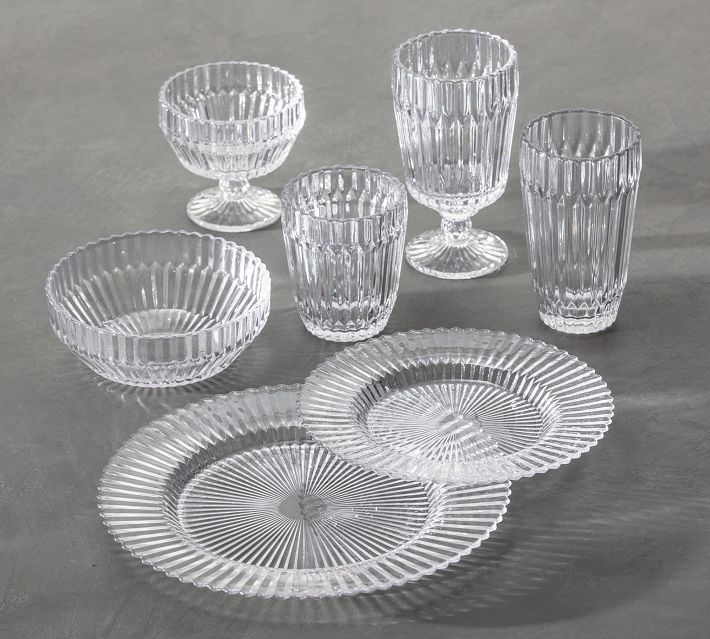 Fluted Glass Dinner Plate - Set of 4 | Pottery Barn