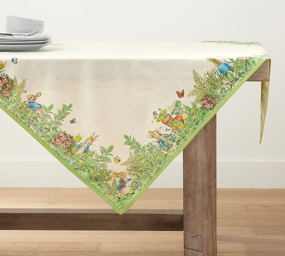 Peter Rabbit™ Garden Cotton/Linen Table Throw | Pottery Barn