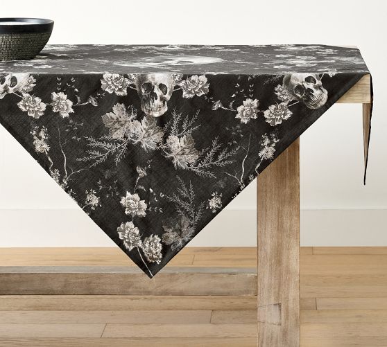 Skull Toile Organic Cotton Table Throw | Pottery Barn