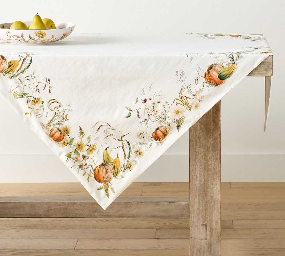 Bedford Harvest Cotton/Linen Table Throw | Pottery Barn