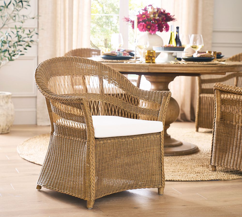 Bellevue Rattan Dining Armchair | Pottery Barn