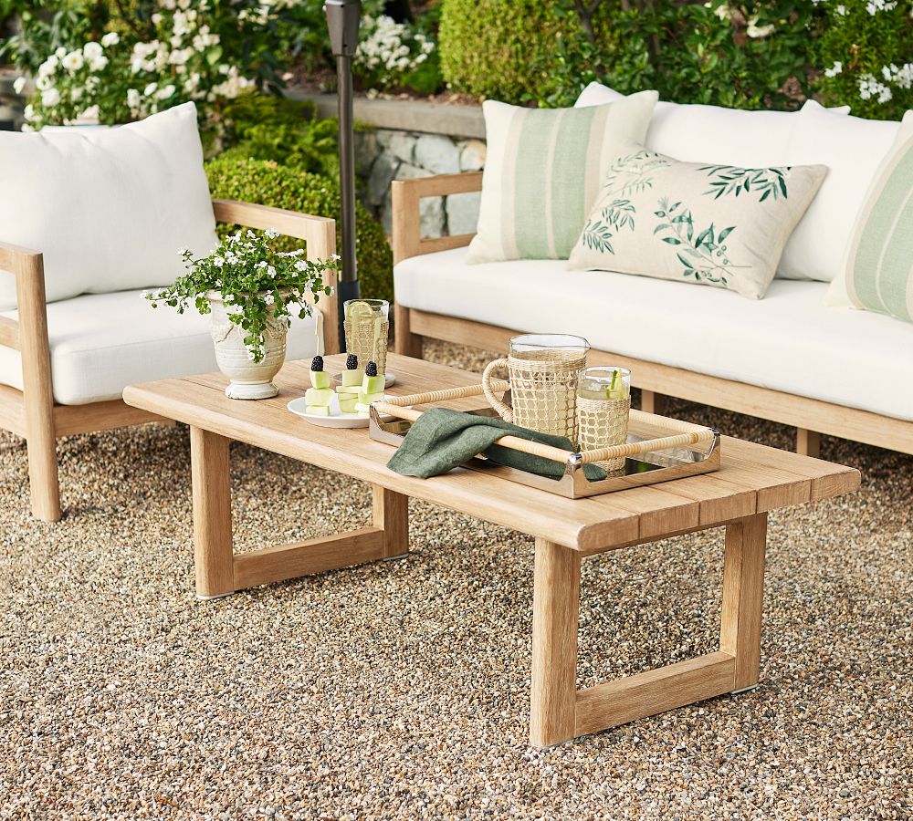 Woodside Eucalyptus Rectangular Outdoor Coffee Table (52") | Pottery Barn