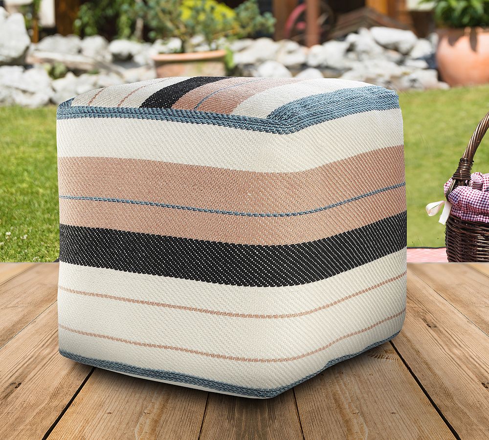 Harbour Recycled Yarn Outdoor Pouf | Pottery Barn