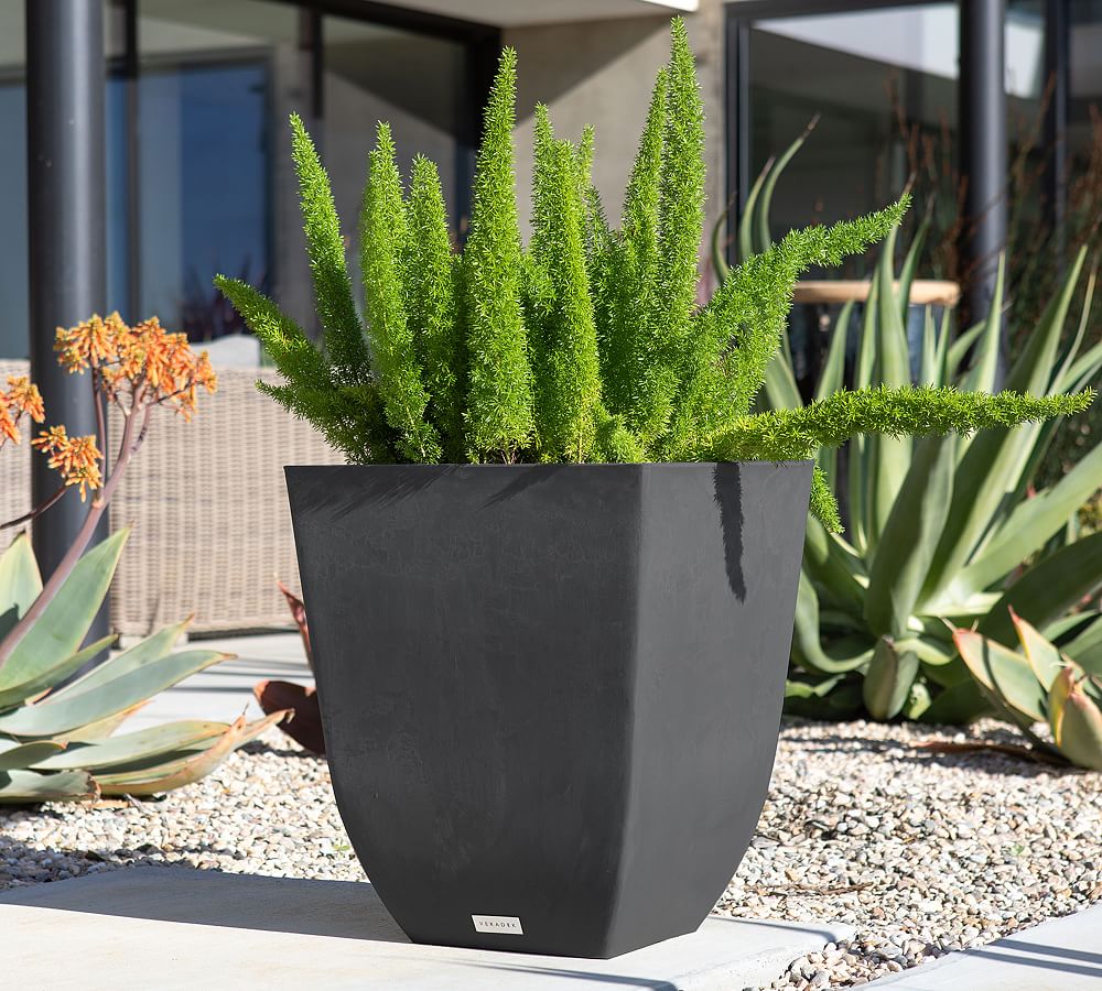 All Weather Eco Hevea Fluted Cube Outdoor Planters | Pottery Barn