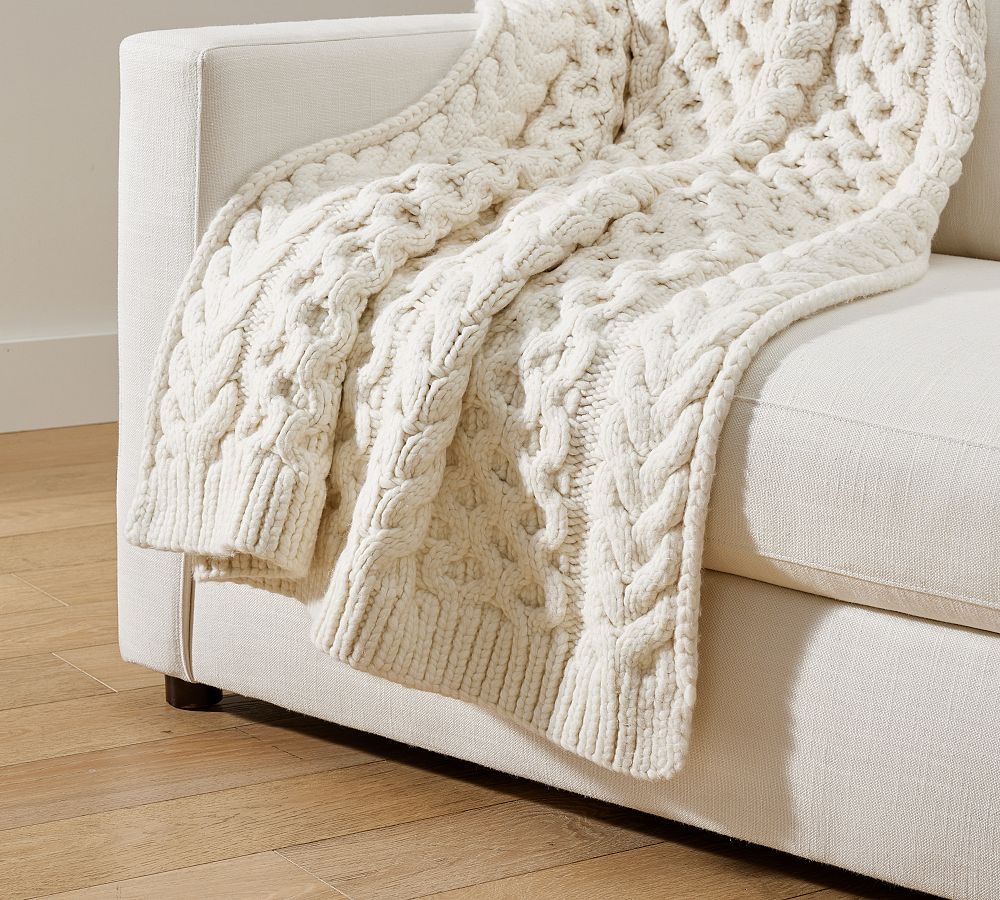 Luxe Cable Knit Throw Blanket | Pottery Barn