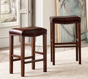 Open Box: Manchester Backless Leather Bar & Counter Stools | Pottery Barn