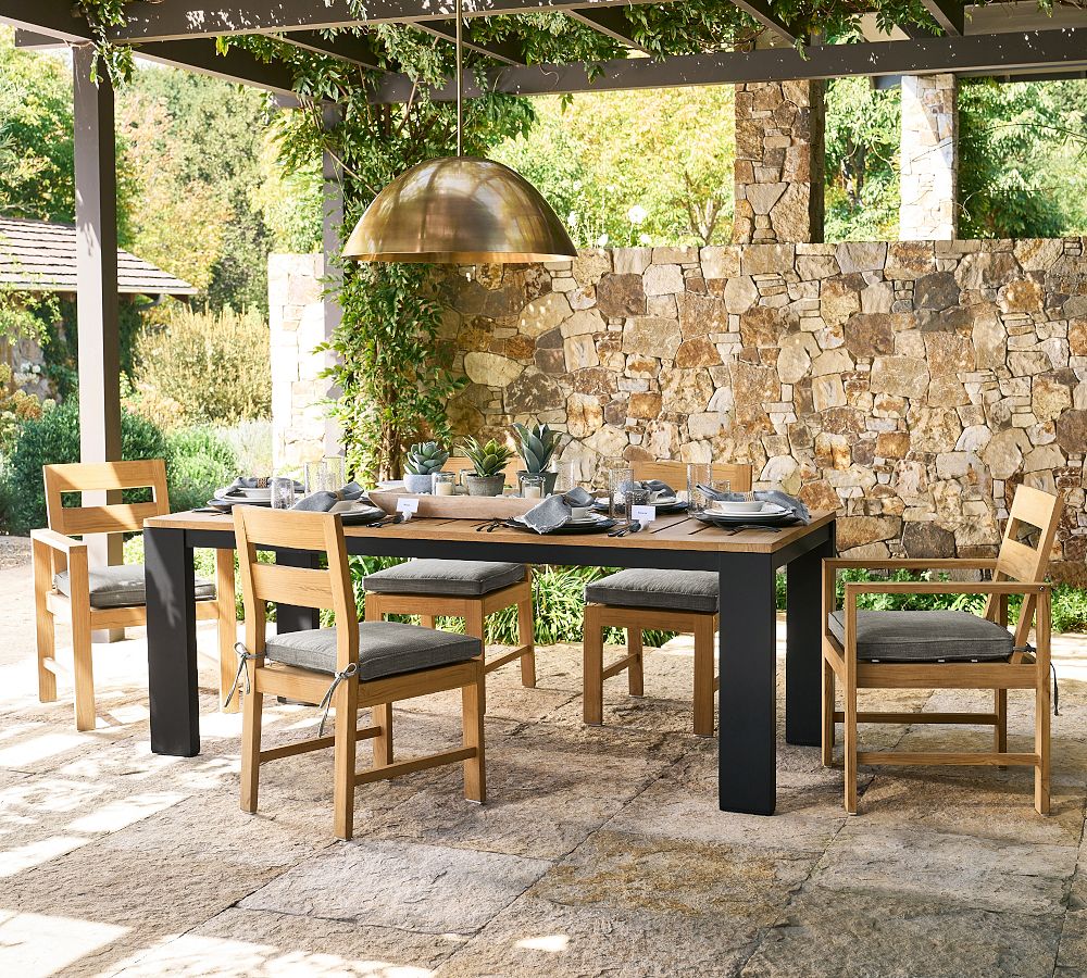 Malibu Metal & Teak Outdoor Dining Table (80") | Pottery Barn