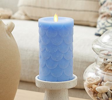 Premium Flameless Scallop Texture Pillar Candle | Pottery Barn