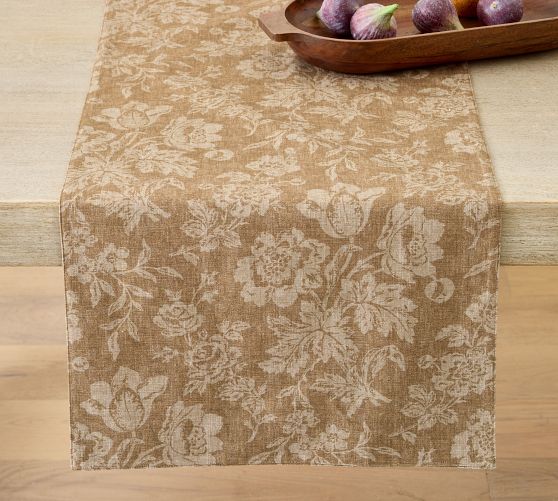 Brianna Floral Organic Cotton Table Runner | Pottery Barn