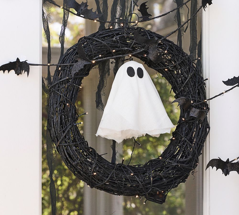 Handcrafted Ghost Light Up Wreath | Pottery Barn
