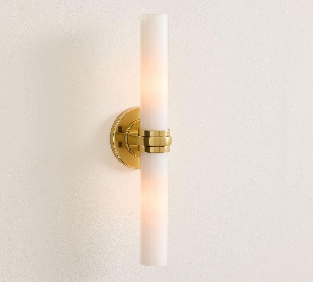 Everett Milk Glass Double Tube Sconce | Pottery Barn