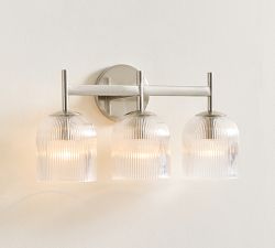 Cooper Ribbed Glass Triple Sconce | Pottery Barn