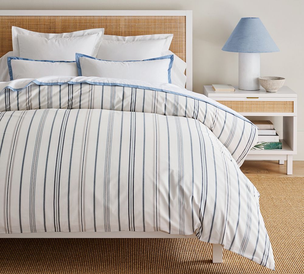 Finley Striped Percale Duvet Cover | Pottery Barn