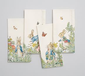 Peter Rabbit™ Garden Assorted Cotton/Linen Napkins - Set of 4 | Pottery ...