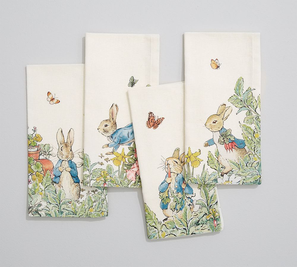 Peter Rabbit™ Garden Assorted Cotton/Linen Napkins - Set of 4 | Pottery ...