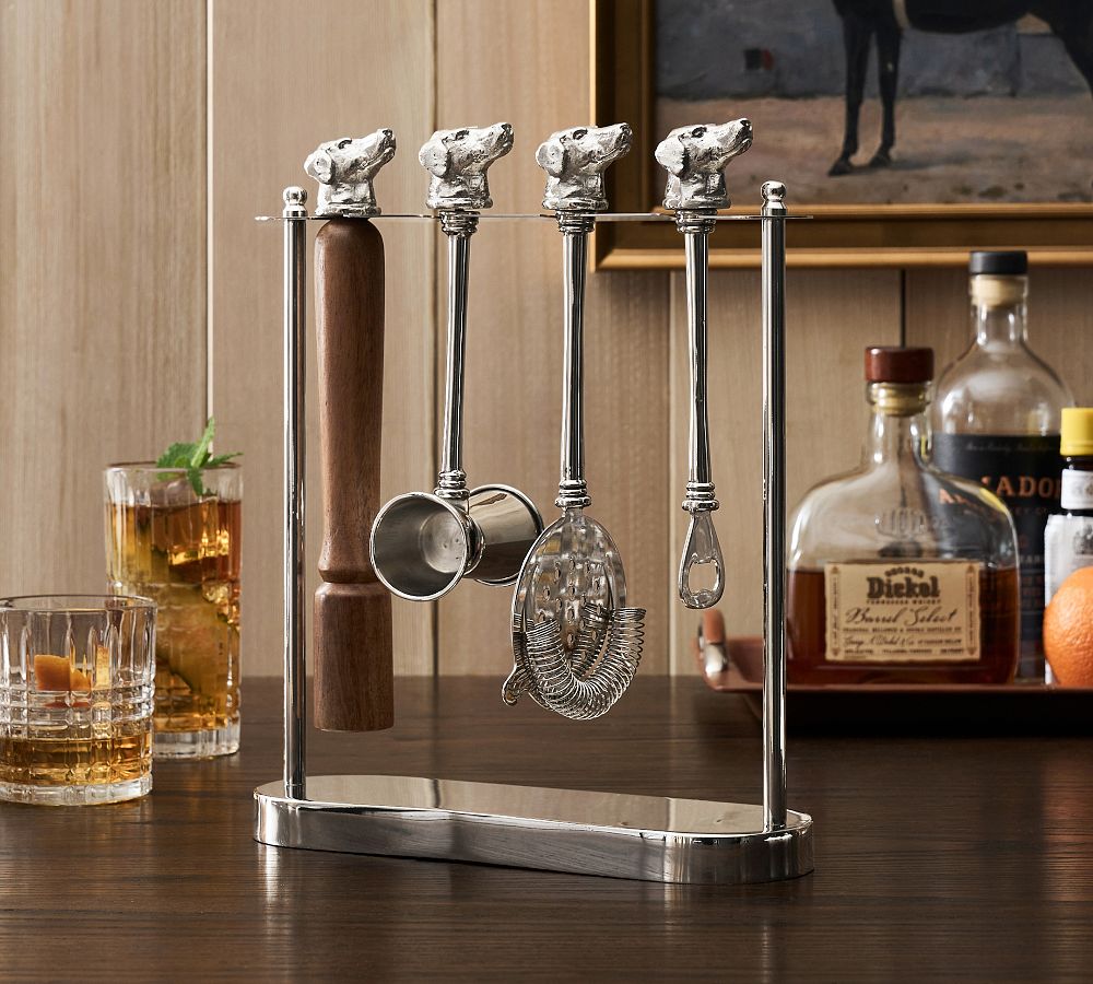 Open Box: Figural Hound 4-Piece Bar Tool Set | Pottery Barn
