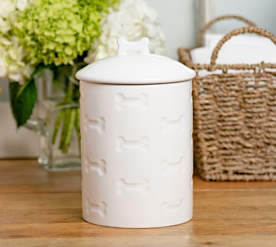 Classic Bone Treat Jar - White | Pottery Barn