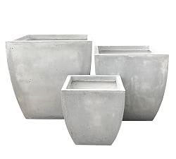 Xavier Lightweight Concrete Flared Square Planters | Pottery Barn