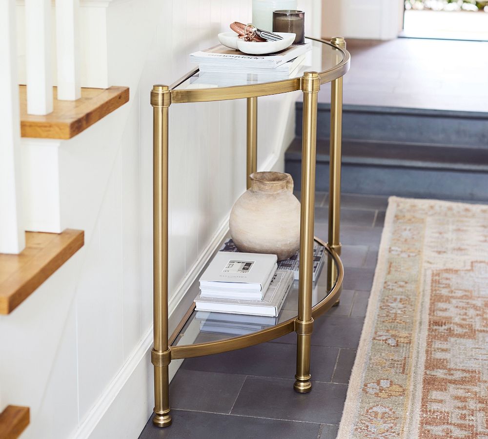 Everson Demilune Glass Console Table (14") | Pottery Barn