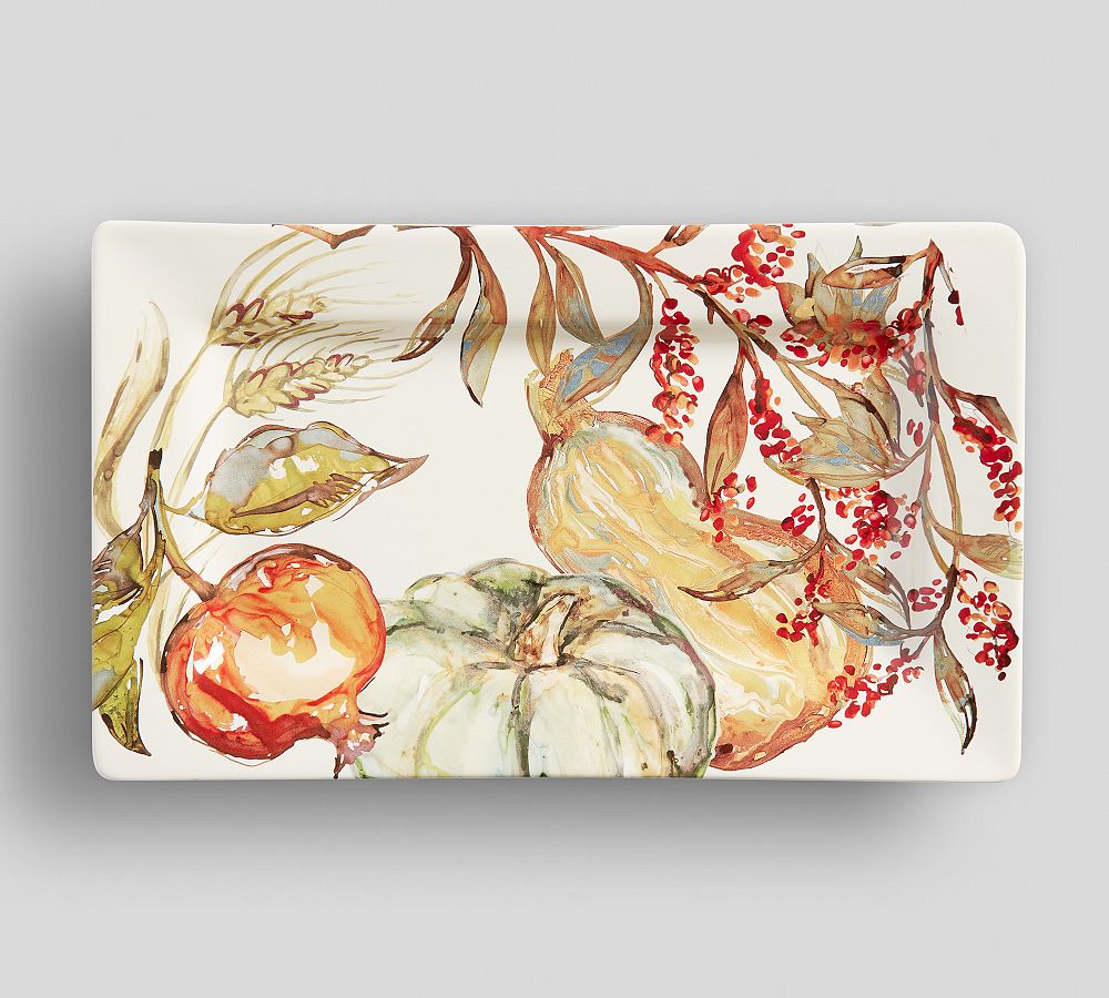 Harvest Pumpkin Rectangular Serving Platter | Pottery Barn
