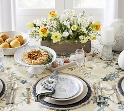 Liana Crewel Embroidered Cotton/Linen Table Throw | Pottery Barn