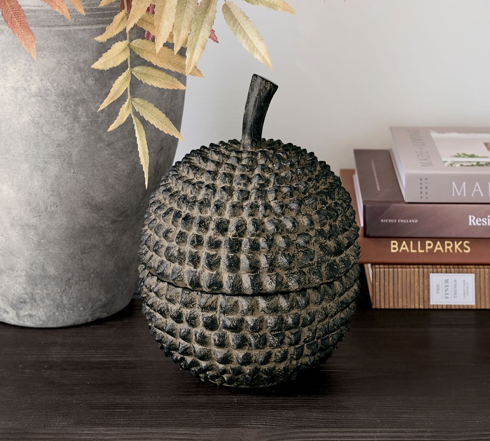 Lidded Handcrafted Wood Durian Object | Pottery Barn